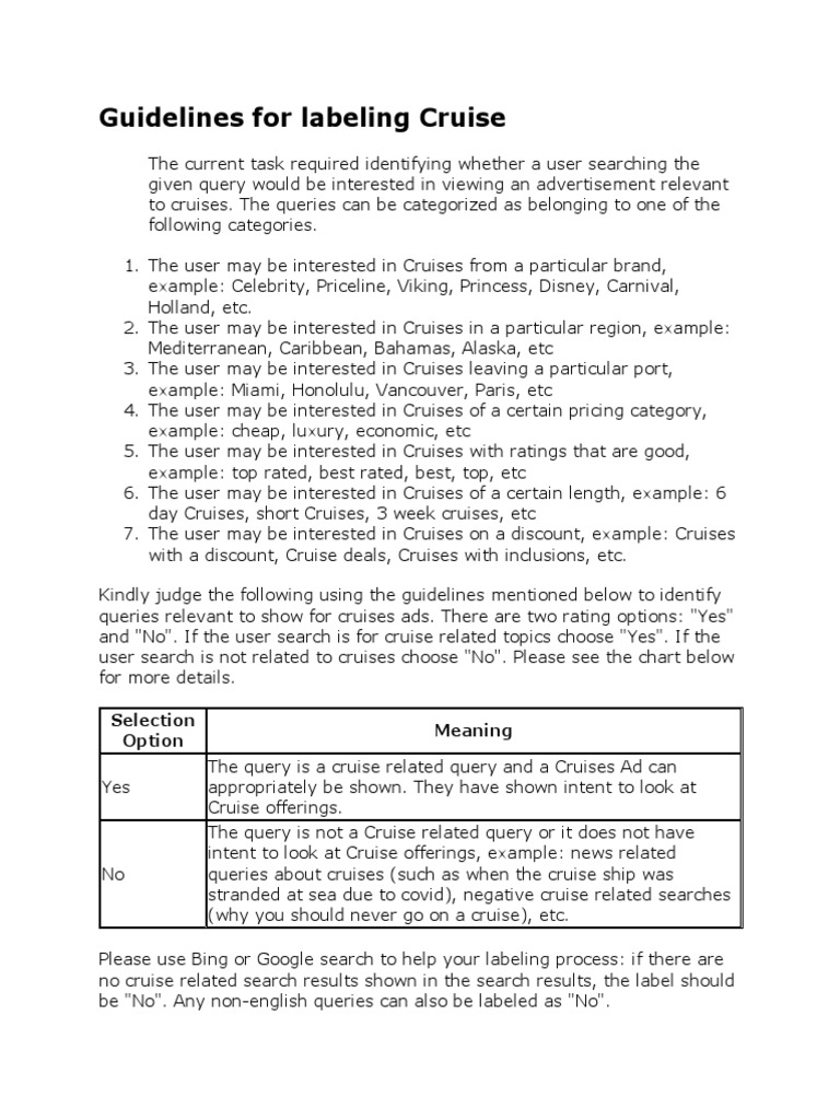 Cruise Ad Labeling Guidelines | PDF | Cruise Ship | Information Retrieval