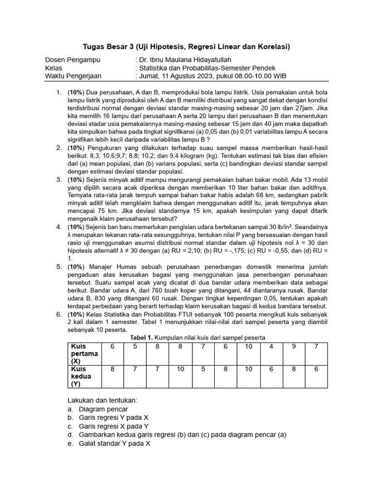 Tugas Besar 3 - Statistika Dan Probabilitas-SP | PDF Tugas Besar 3 - Statistika Dan Probabilitas-SP | PDF
