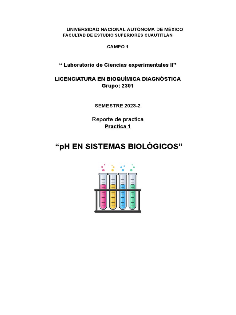 P1. Bioquímica | PDF | Ph | Solución tampón