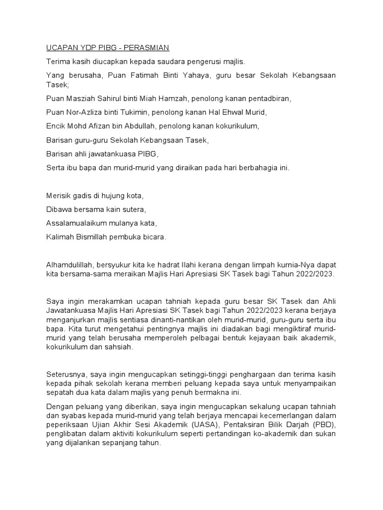 Teks YDP PIBG | PDF