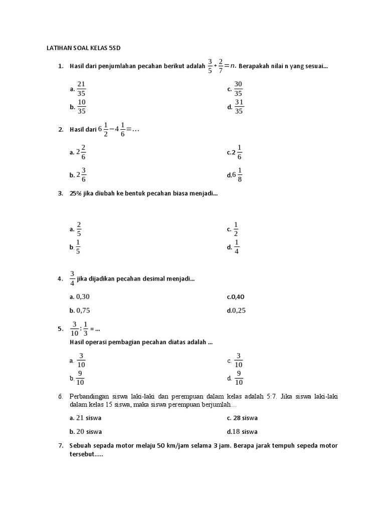 Latihan Soal Kelas 5sd | PDF