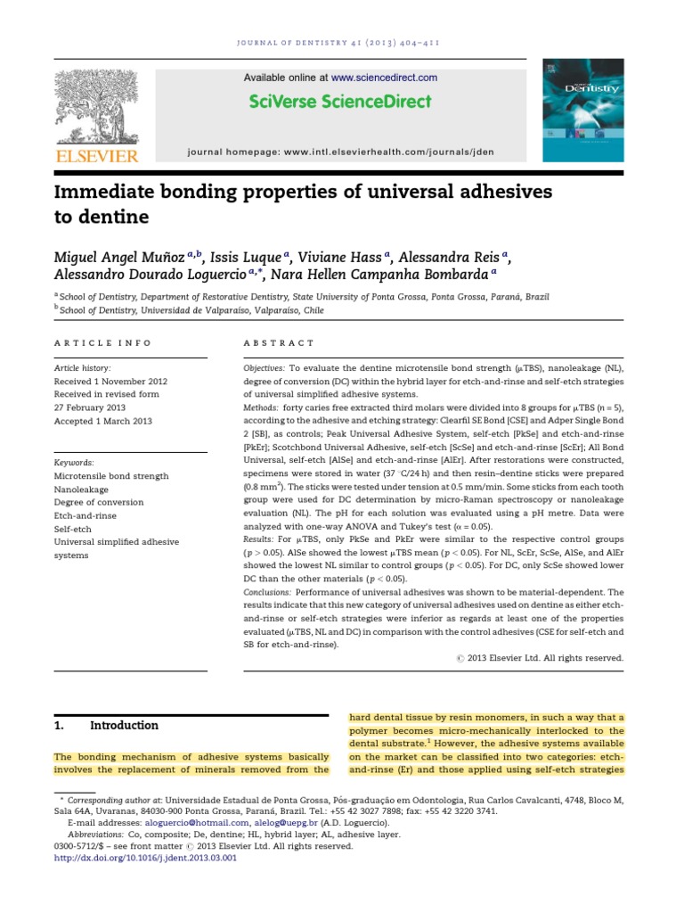 Muñoz2013 - Immediate Bonding Properties of Universal Adhesives To ...