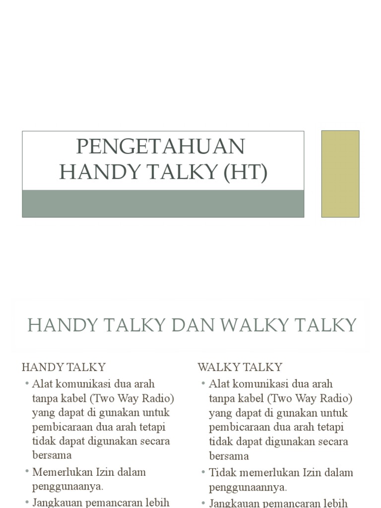 Prosedur Penggunaan Handy Talky HT | PDF
