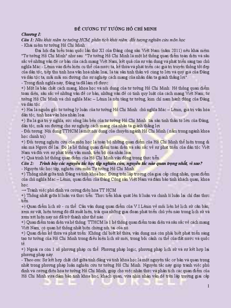 Đề cương TTHCM | PDF