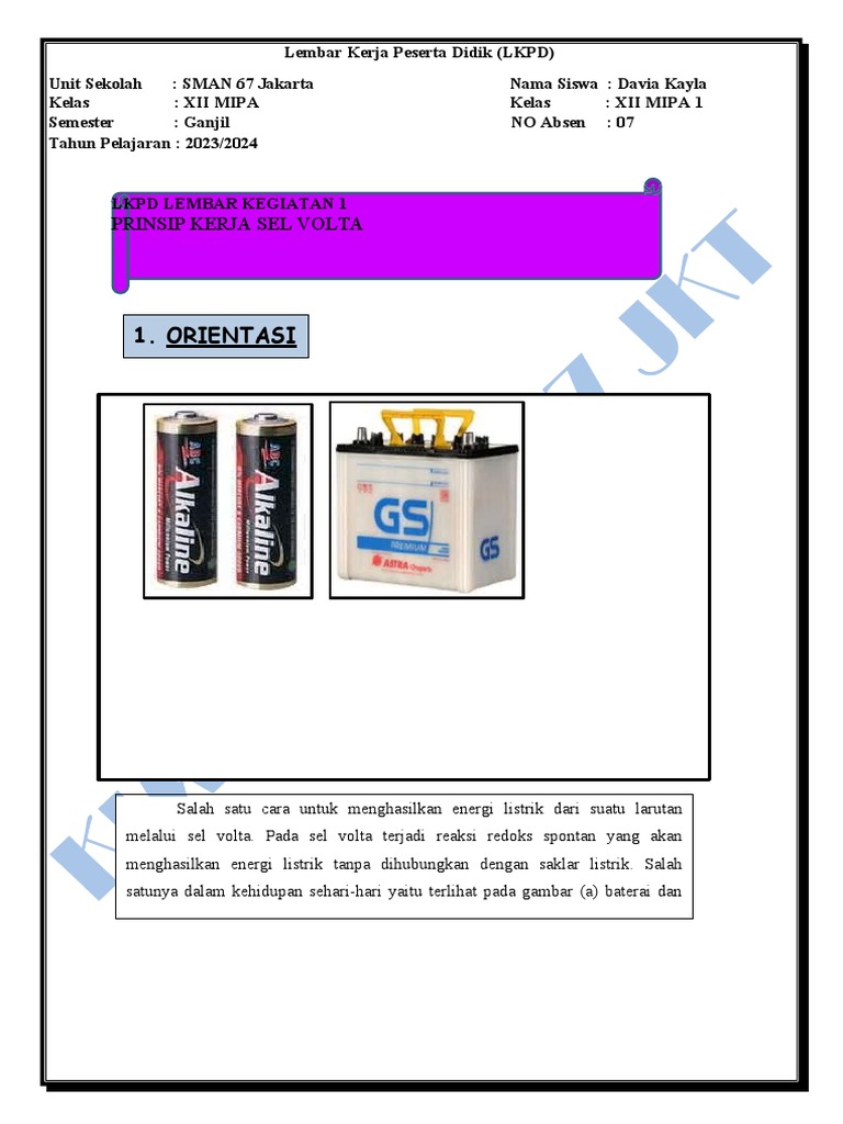 LKPD Sel Volta | PDF