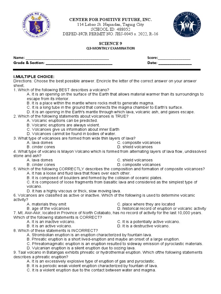 Science 9-Q3 M-E | PDF | Volcano | Types Of Volcanic Eruptions