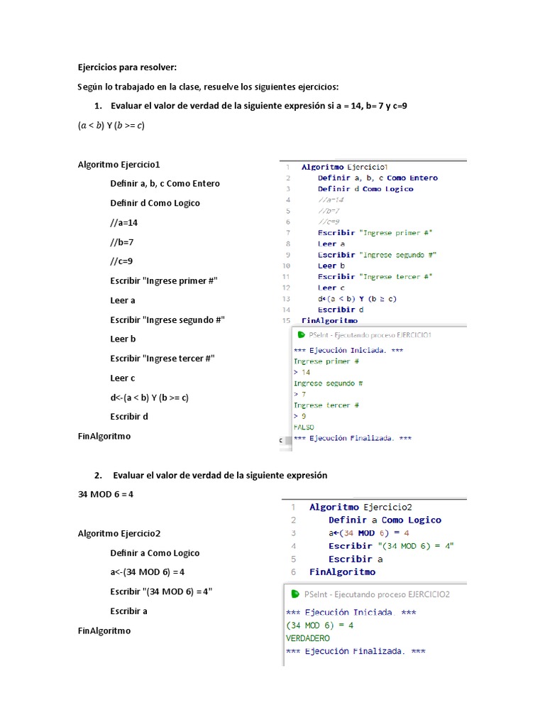S06-Ejercicios para Resolver | PDF | Algoritmos | Matemáticas Aplicadas