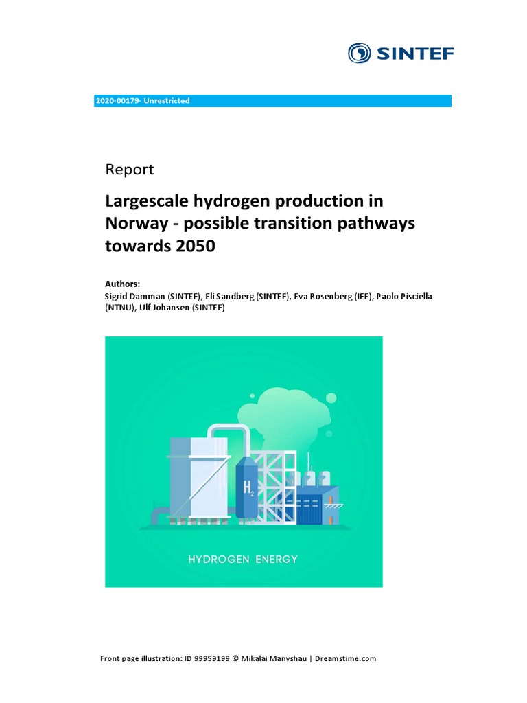 Large Scale Hydrogen Production in Norway | PDF | Fuel Cell | Climate Change Mitigation