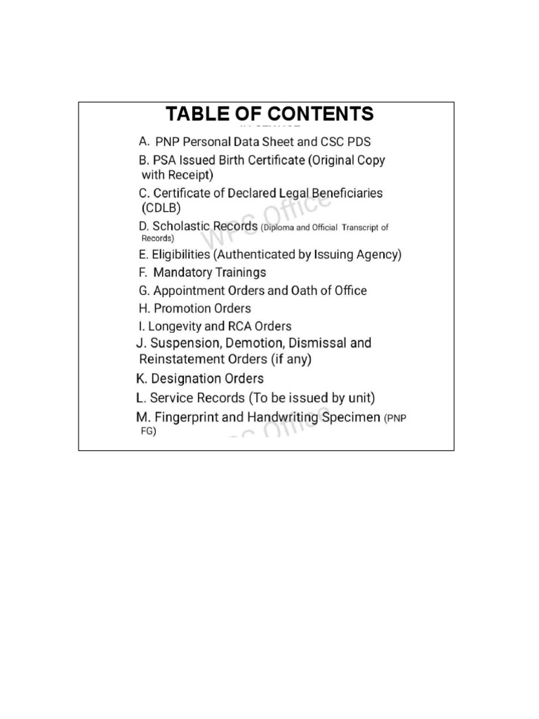 Table of Content 201 File | PDF