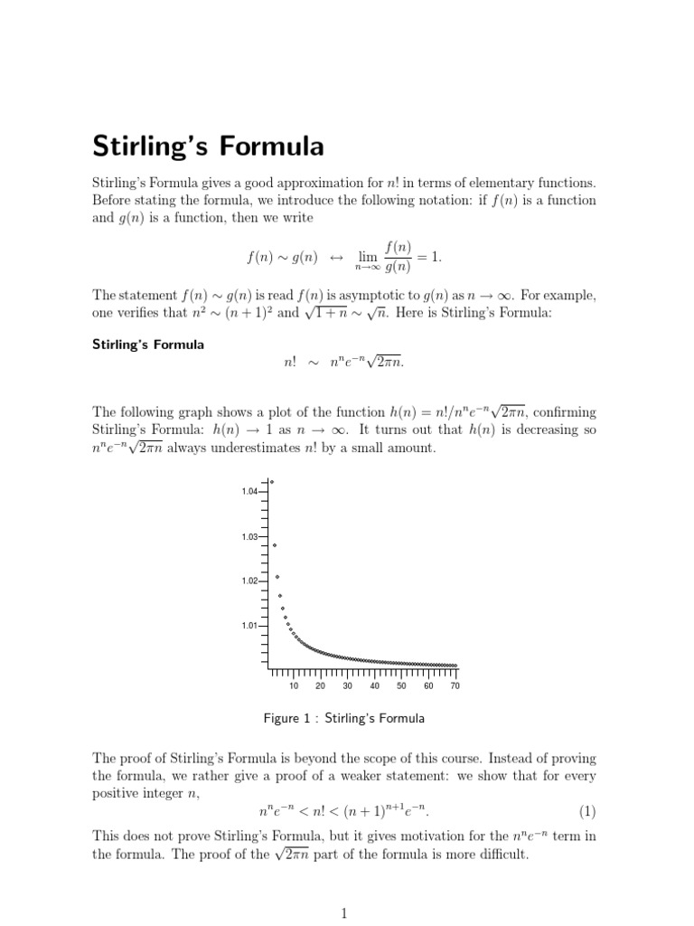 Stirling Formula | PDF | Logarithm | Functions And Mappings