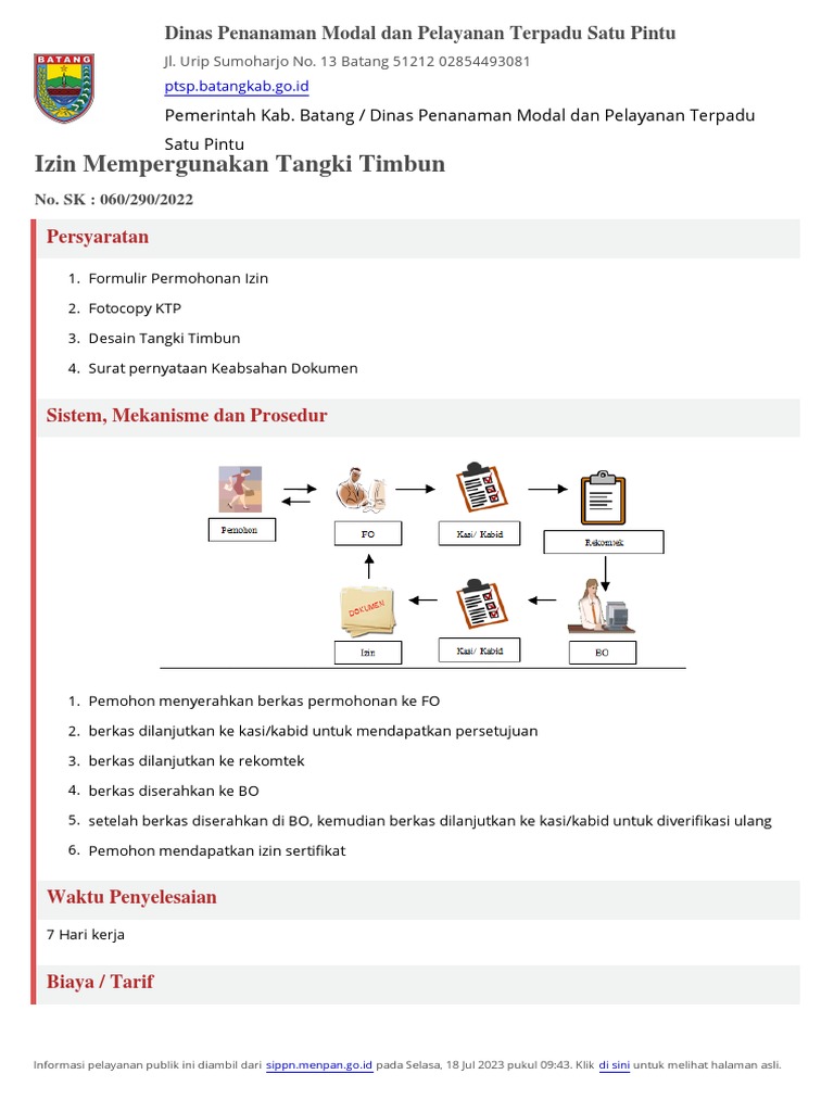 Unduh Standar Pelayanan - Izin Mempergunakan Tangki Timbun | PDF
