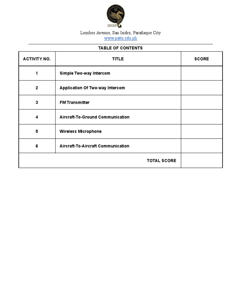 Table of Contents and Rubrics | PDF
