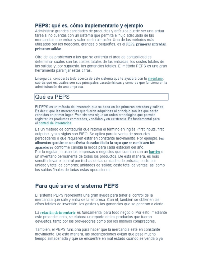 Metodo Peps | PDF | Inventario | Business