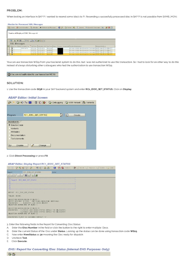SAP ALL Resending Idocs Not Using Transaction WE19 | PDF | Finance ...