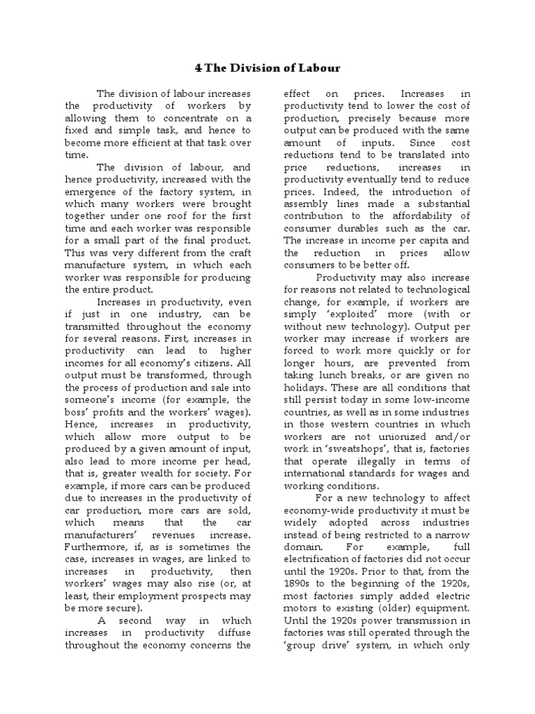 The Division of Labour | PDF | Labour Economics | Value (Economics)