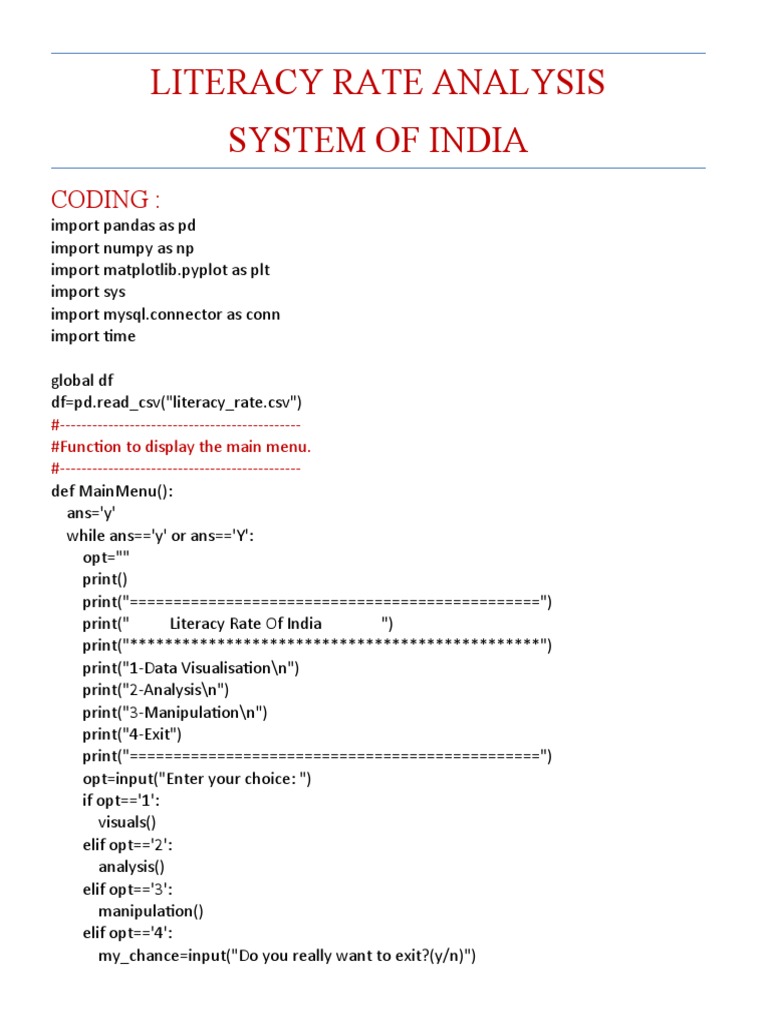 India Literacy Rate Analysis 2023 | PDF | Computing | Data