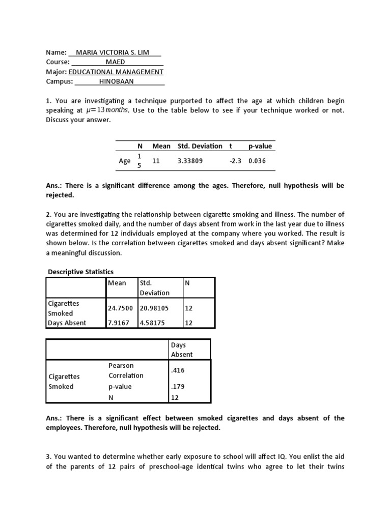 Lim Statistics Final Exam | PDF | P Value | Statistical Significance
