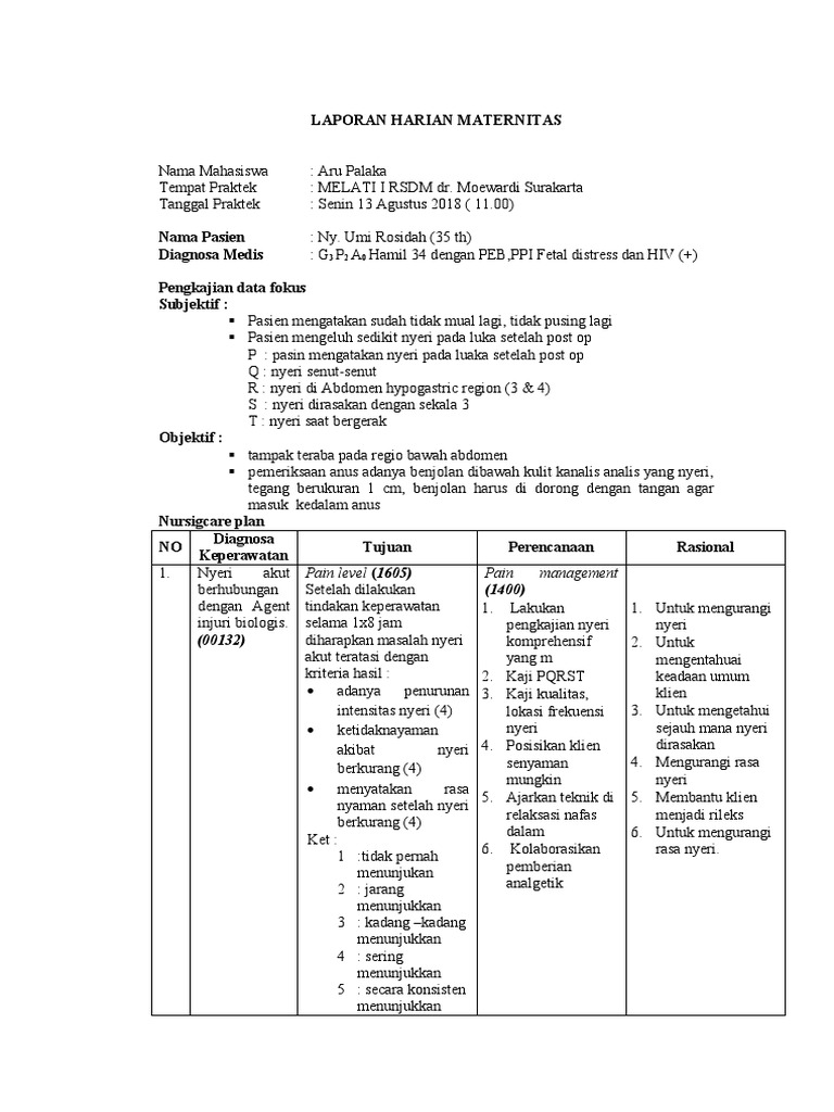 Laporan Harian Maternitas Fix | PDF