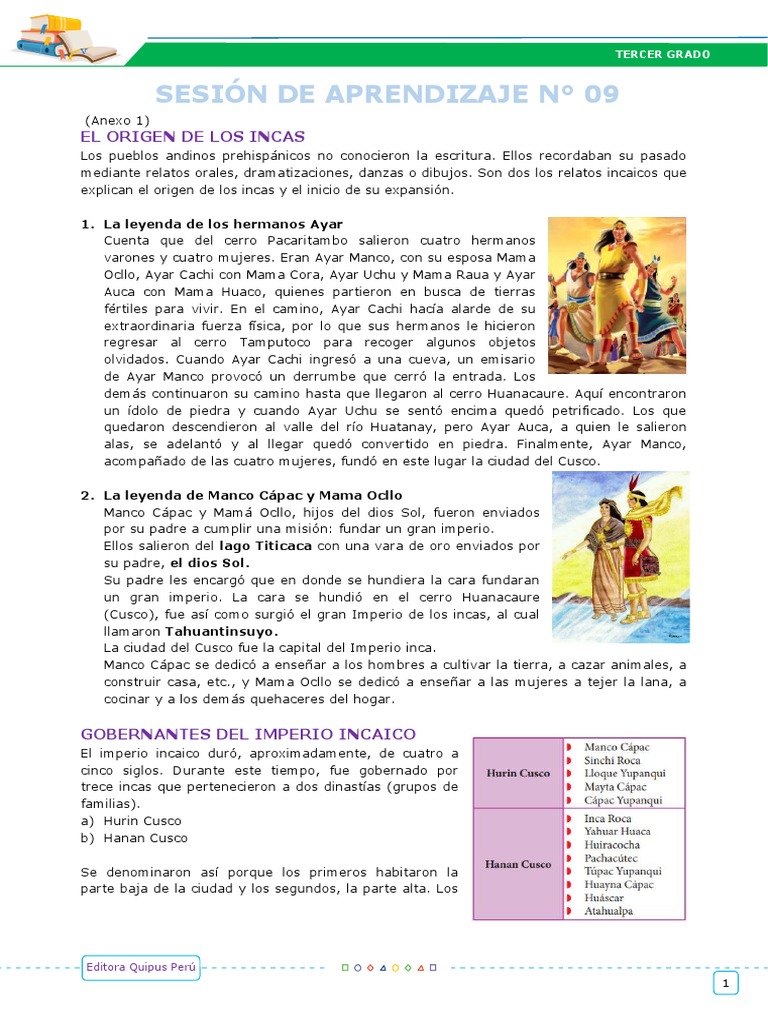Anexo de Sesiones de Aprendizaje - EDA V Semana 2 - Editora Quipus Perú | PDF | Imperio Inca ...