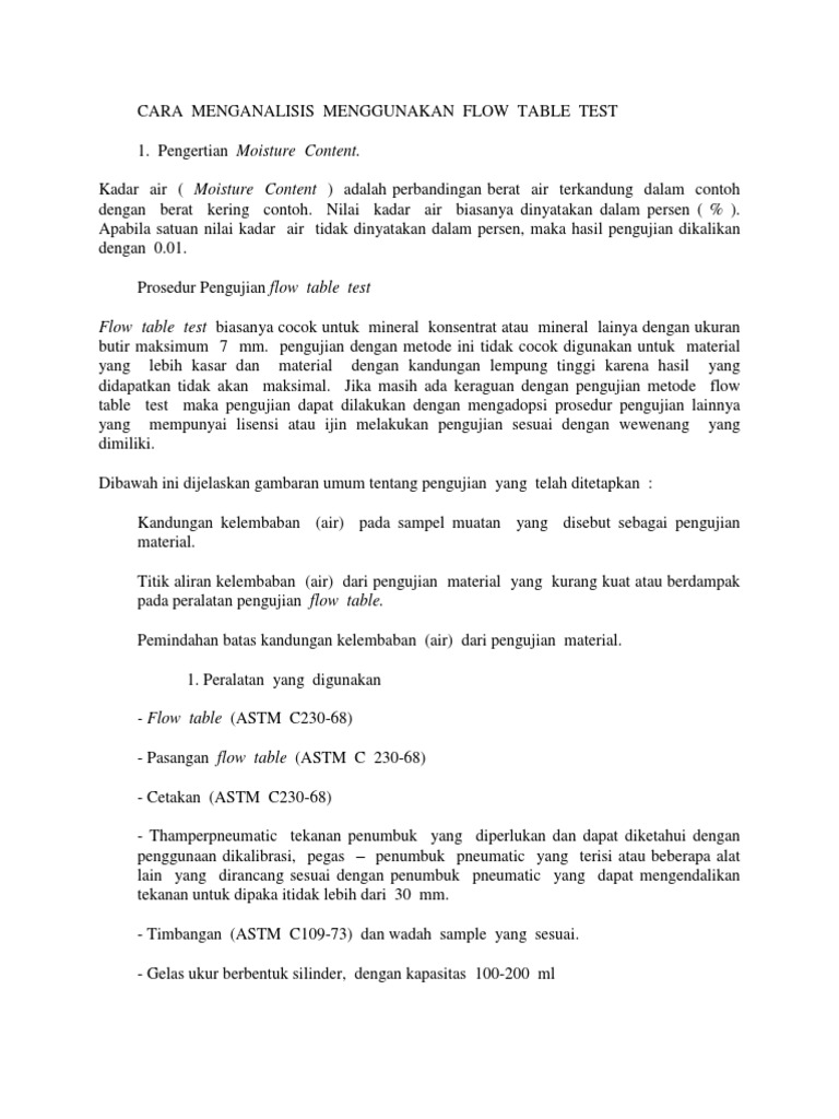 Prosedur Flow Table Pdf