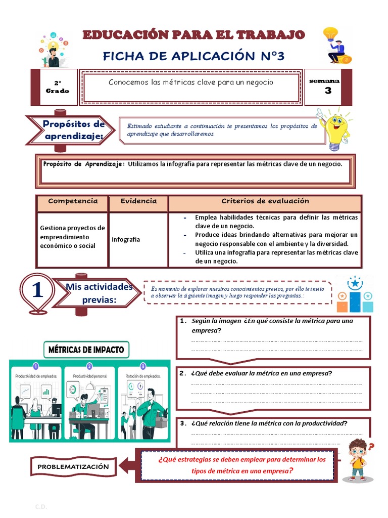 2° Ficha de Aplicación-Sesión3-Sem.3-Exp.5-Educacionpara El Trabajo | PDF | Indicador de ...