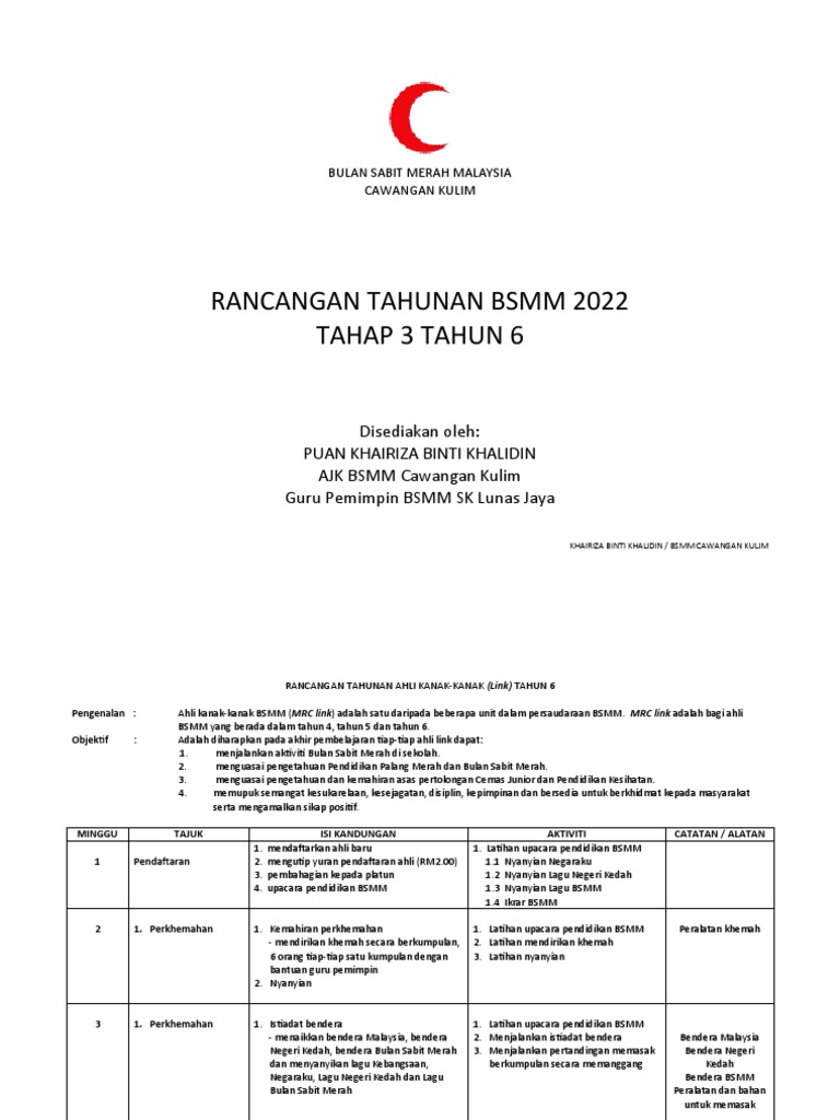 Rancangan Tahunan BSMM Tahun 6 | PDF