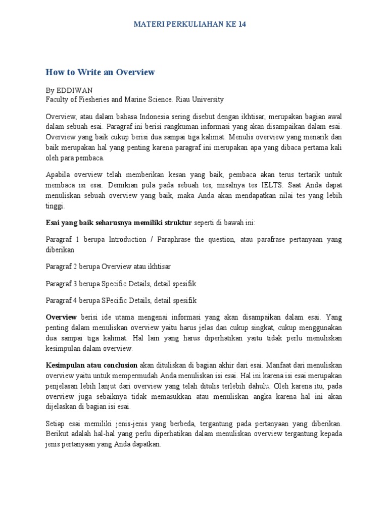 Kuliah 15 - How To Write An Overview | PDF