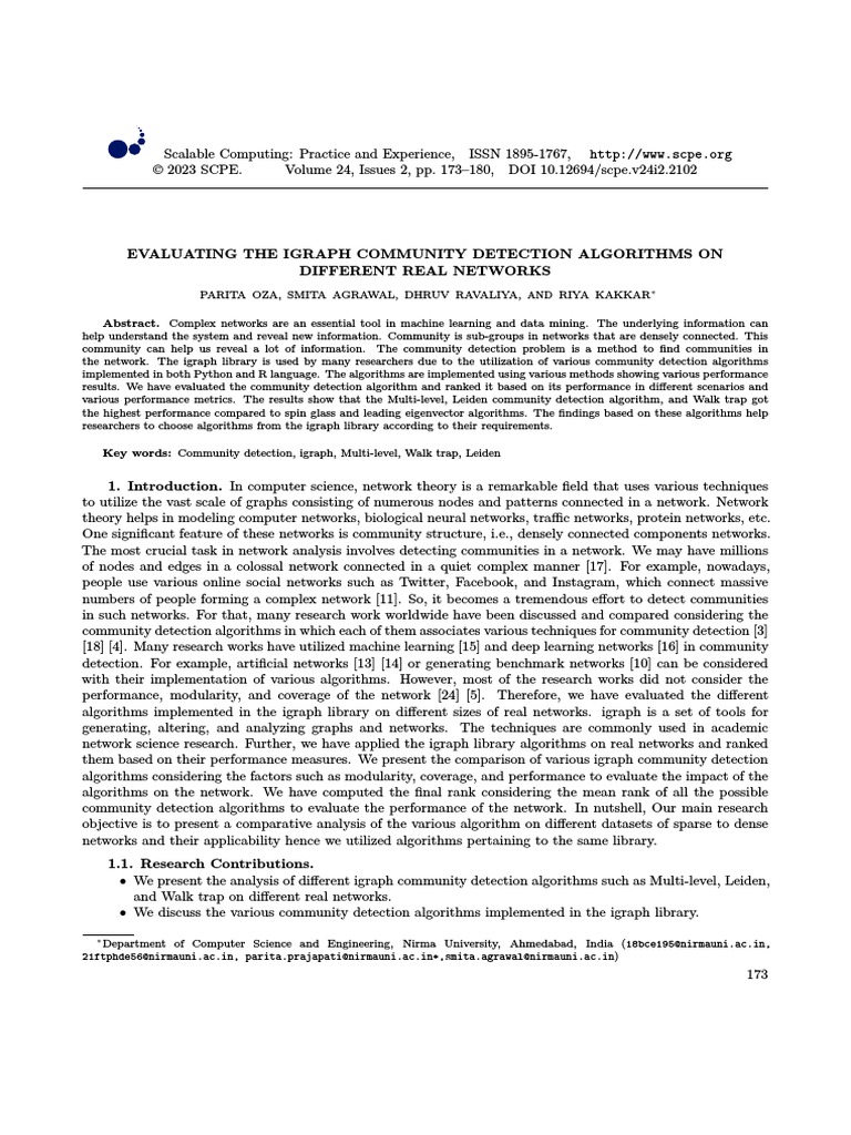 EVALUATING THE IGRAPH COMMUNITY DETECTION ALGORITHMS | PDF | Mathematical Relations | Graph Theory