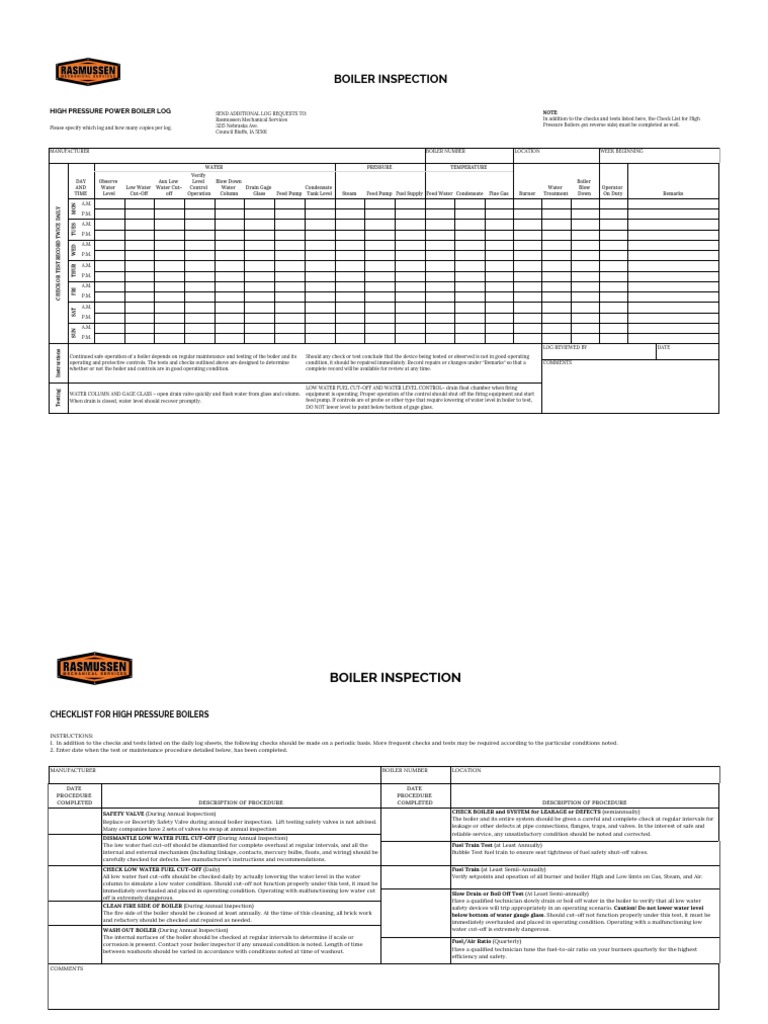 RMS - High Pressure Boiler Log | PDF | Boiler | Valve