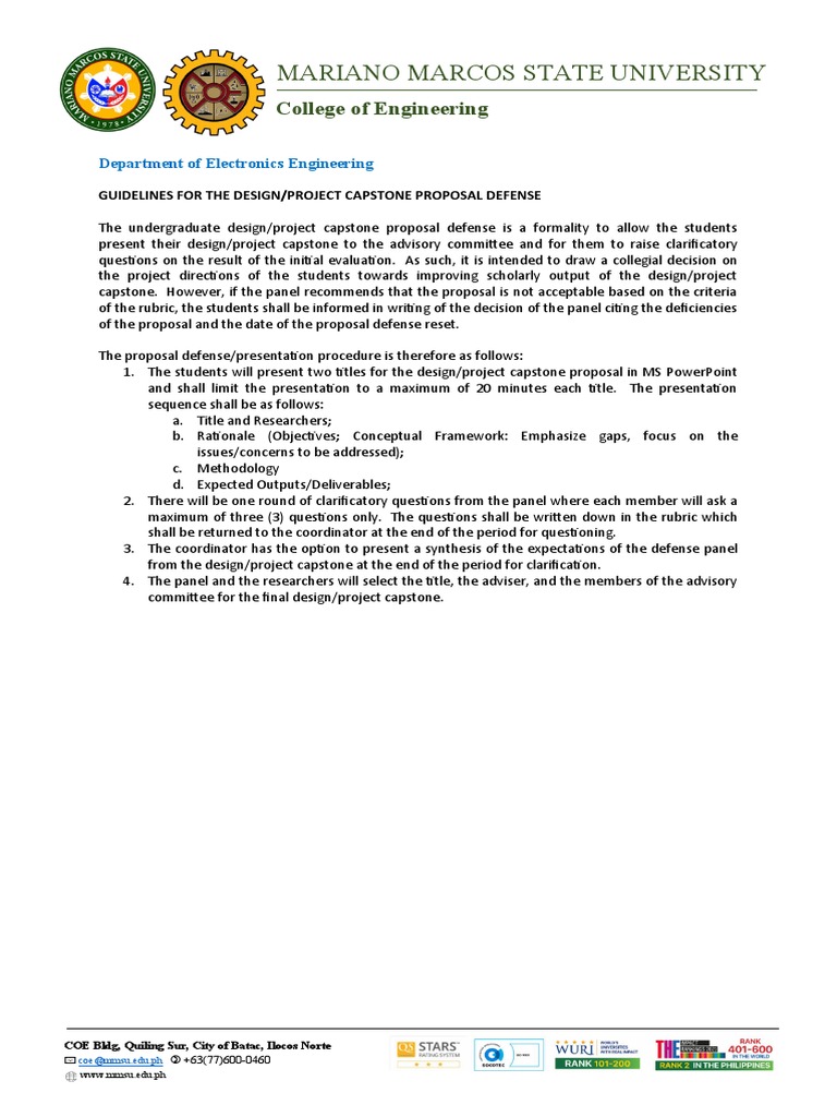 Capstone Proposal Defense Guidelines | PDF | Art | Technology & Engineering