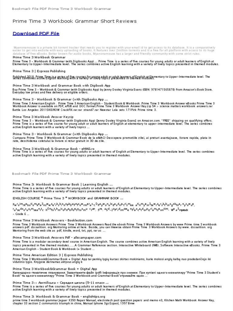 Prime Time 3 Workbook Grammar | PDF | Computing