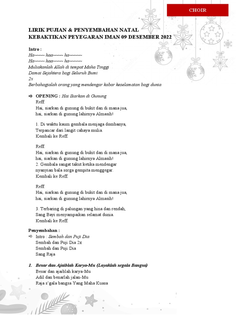 Lirik Pujian dan Penyembahan Natal | PDF