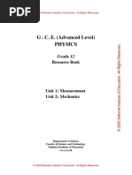 Grade 12 Physics Resource Book Unit 1,2 | PDF