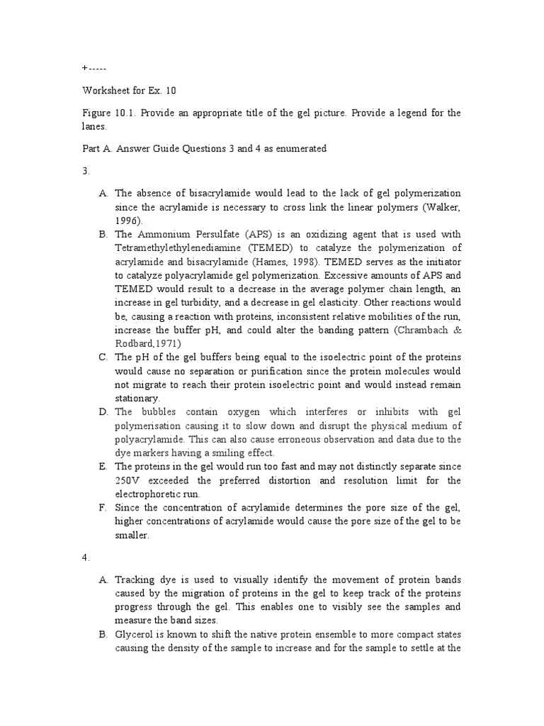 Exer 10 | PDF | Gel Electrophoresis | Polyacrylamide Gel Electrophoresis