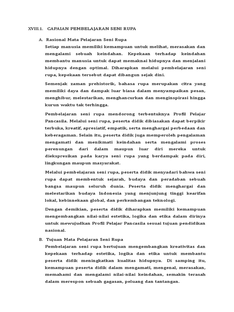 Capaian Pembelajaran Seni Rupa | PDF | Seni Capaian Pembelajaran Seni Rupa | PDF | Seni