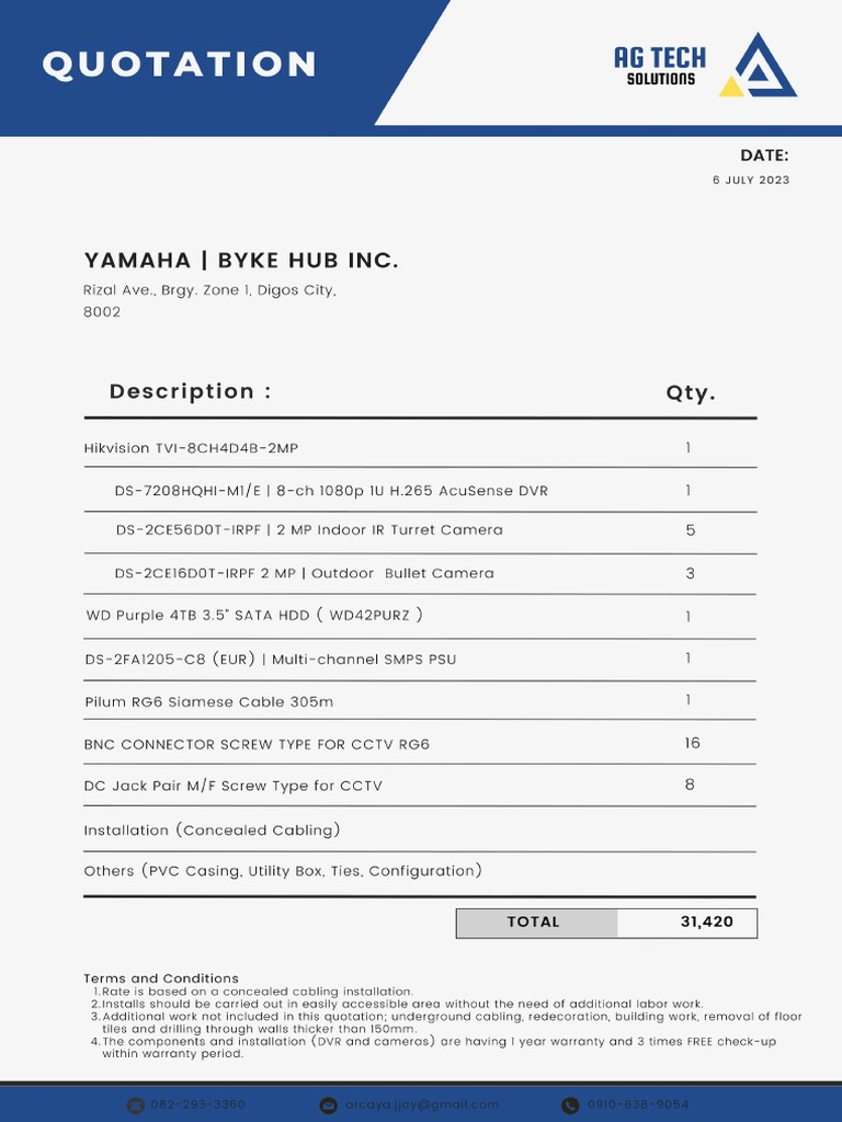 Yamaha Byke Hub Quotation | PDF