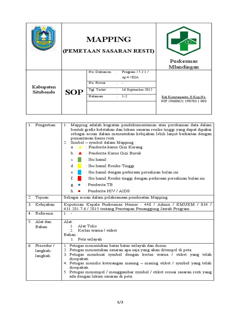 SOP Pemetaan Sasaran Resti Puskesmas | PDF