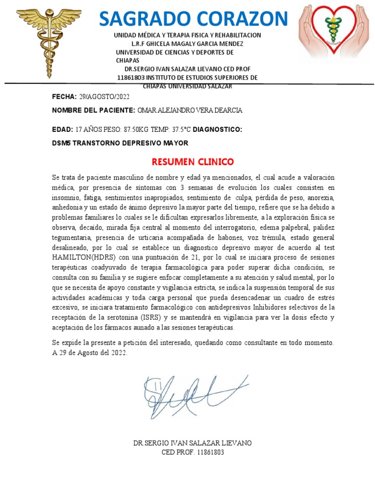 Resumen médico de Omar Alejandro Vera | PDF | Ciencia y matemáticas