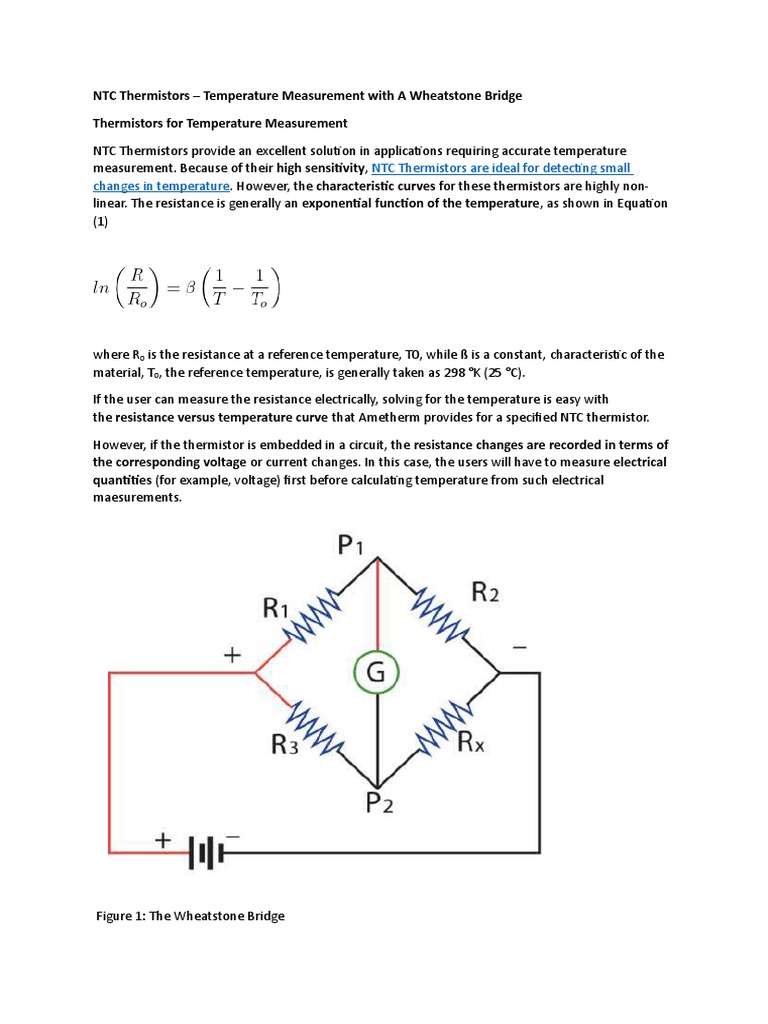 Wheatstone Bridge for Thermistor Measurement | PDF | Electrical ...