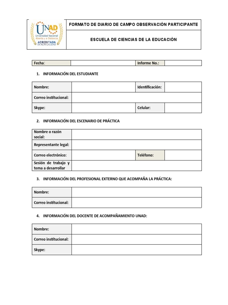 Anexo 1 - Diario de Observación Participante | PDF | Maestros | Observación