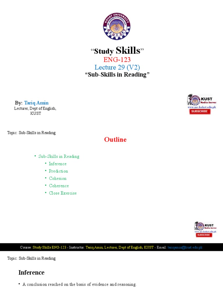 Sub-Skills in Reading Explained | PDF | Study Skills | Reading ...