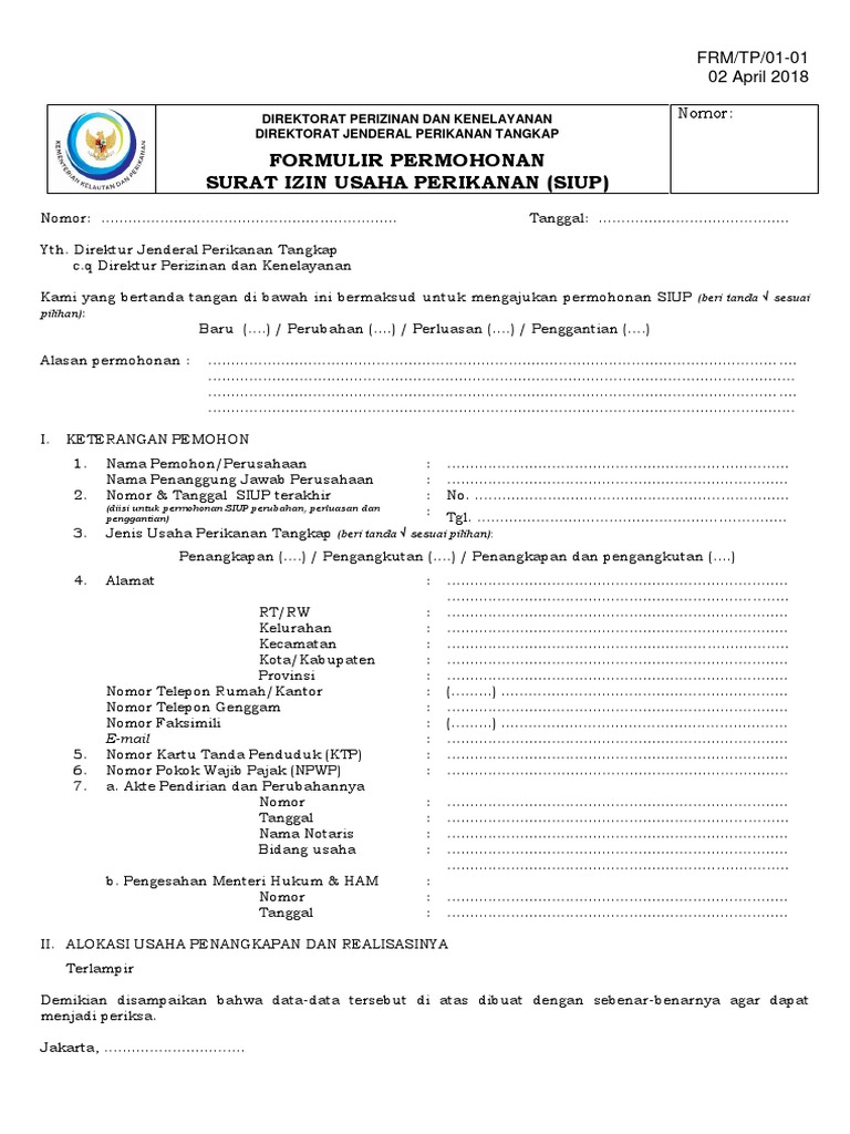 Form Permohonan Siup | PDF | Bisnis