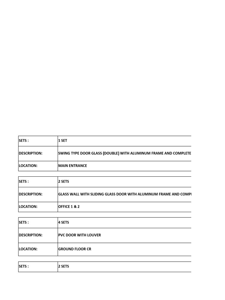 Building Material Specifications and Schedules | PDF | Door | Building