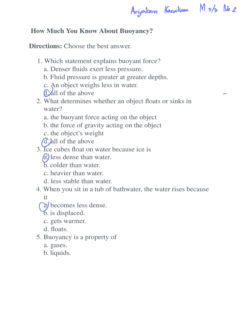 Pre Reading Activities-Buoyancy | PDF | Buoyancy | Physics