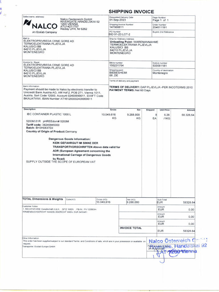 NALCO | PDF | Invoice | Service Industries