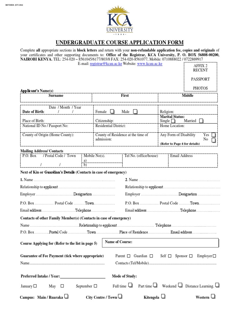 Undergraduate Application Form Revised | PDF | Bachelor's Degree ...