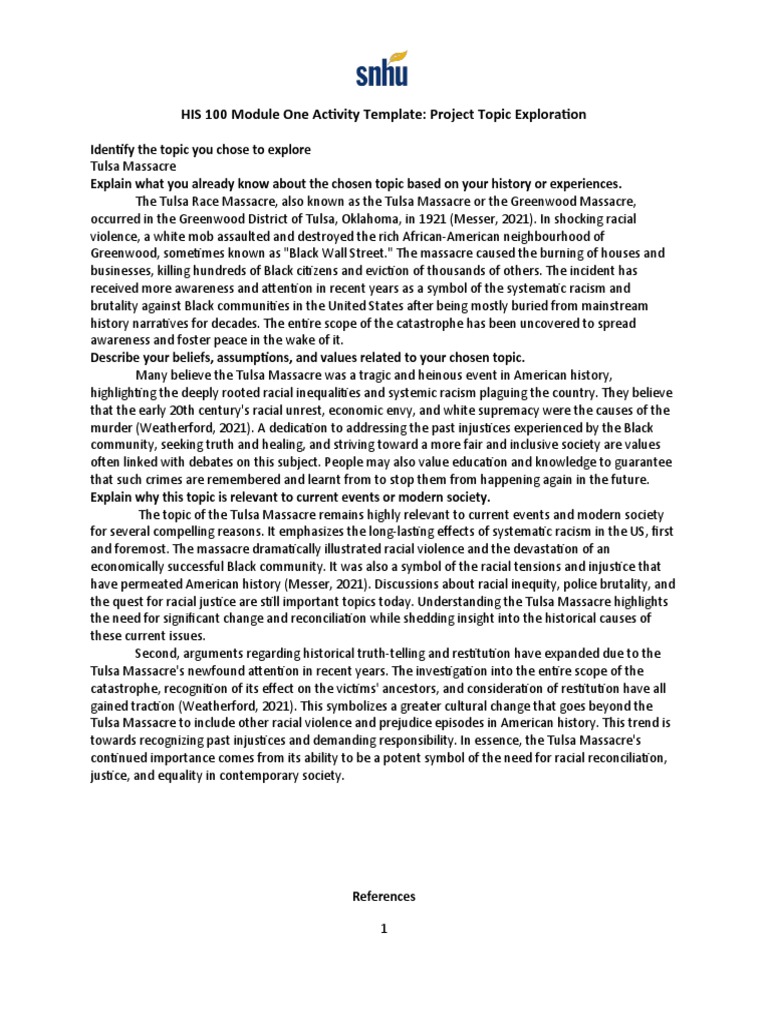 HIS 100 Module One Activity Template - Edited | PDF | Politics And Race ...