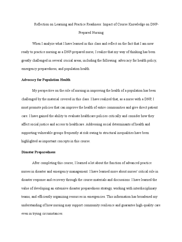 Reflection on Learning and Practice Readiness.edited | PDF | Health ...