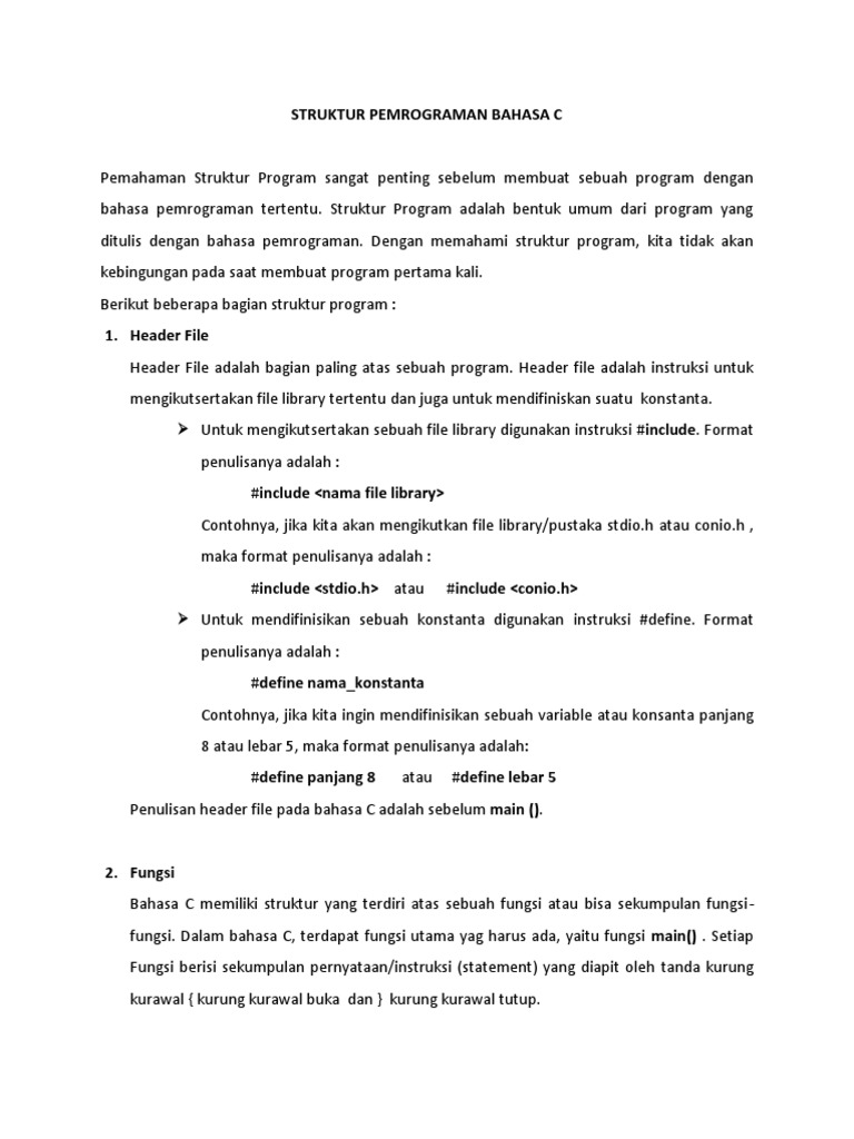 Struktur Pemrograman Bahasa C | PDF