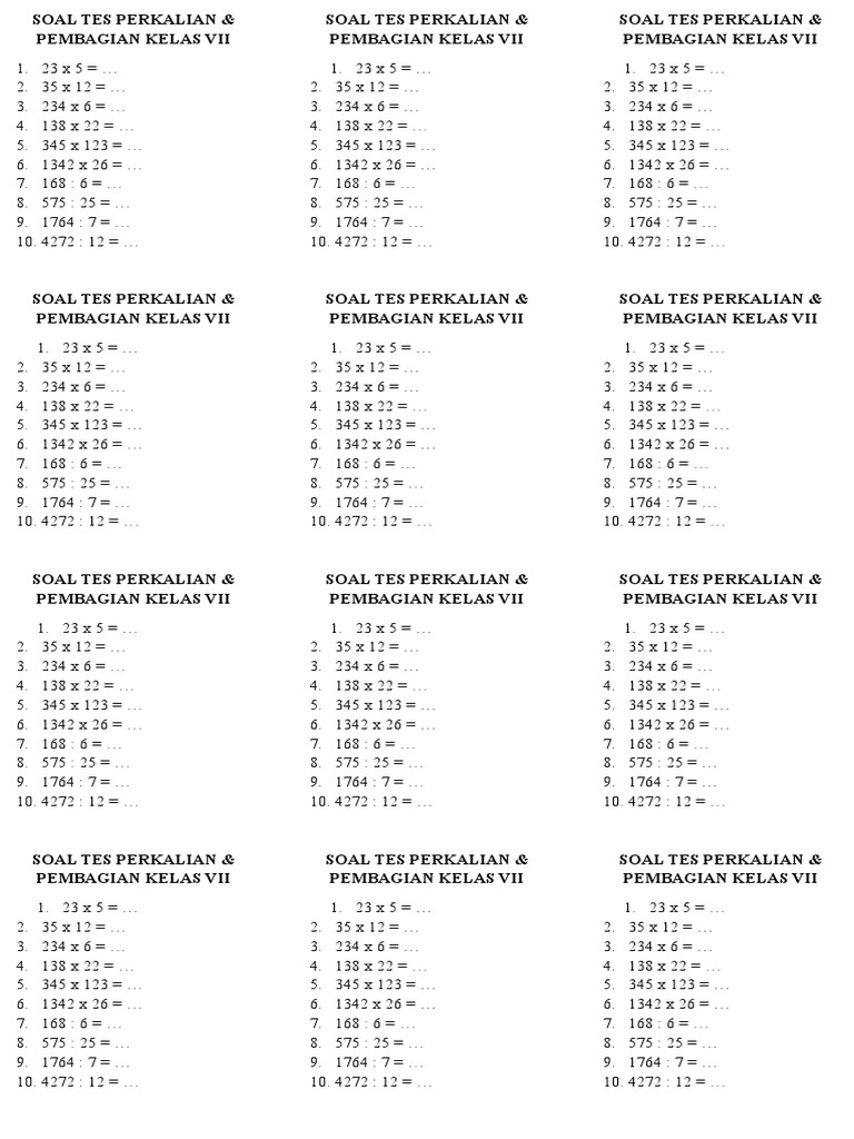 Soal Tes Perkalian | PDF | Catur | Teori Permainan
